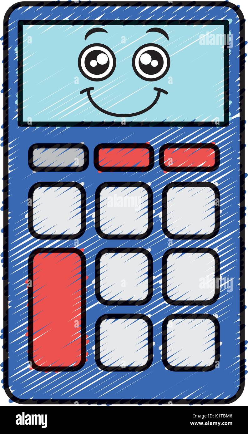 calculator math kawaii character vector illustration design Stock ...