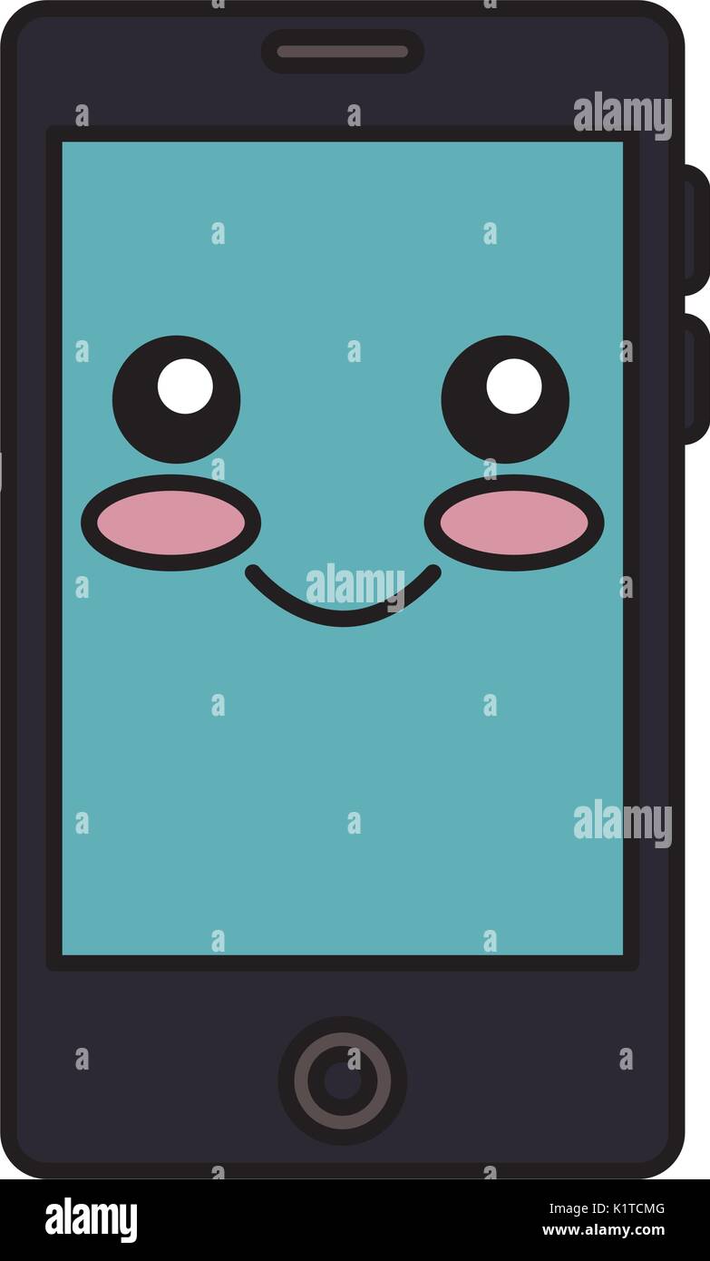 smartphone device kawaii character Stock Vector Image & Art - Alamy