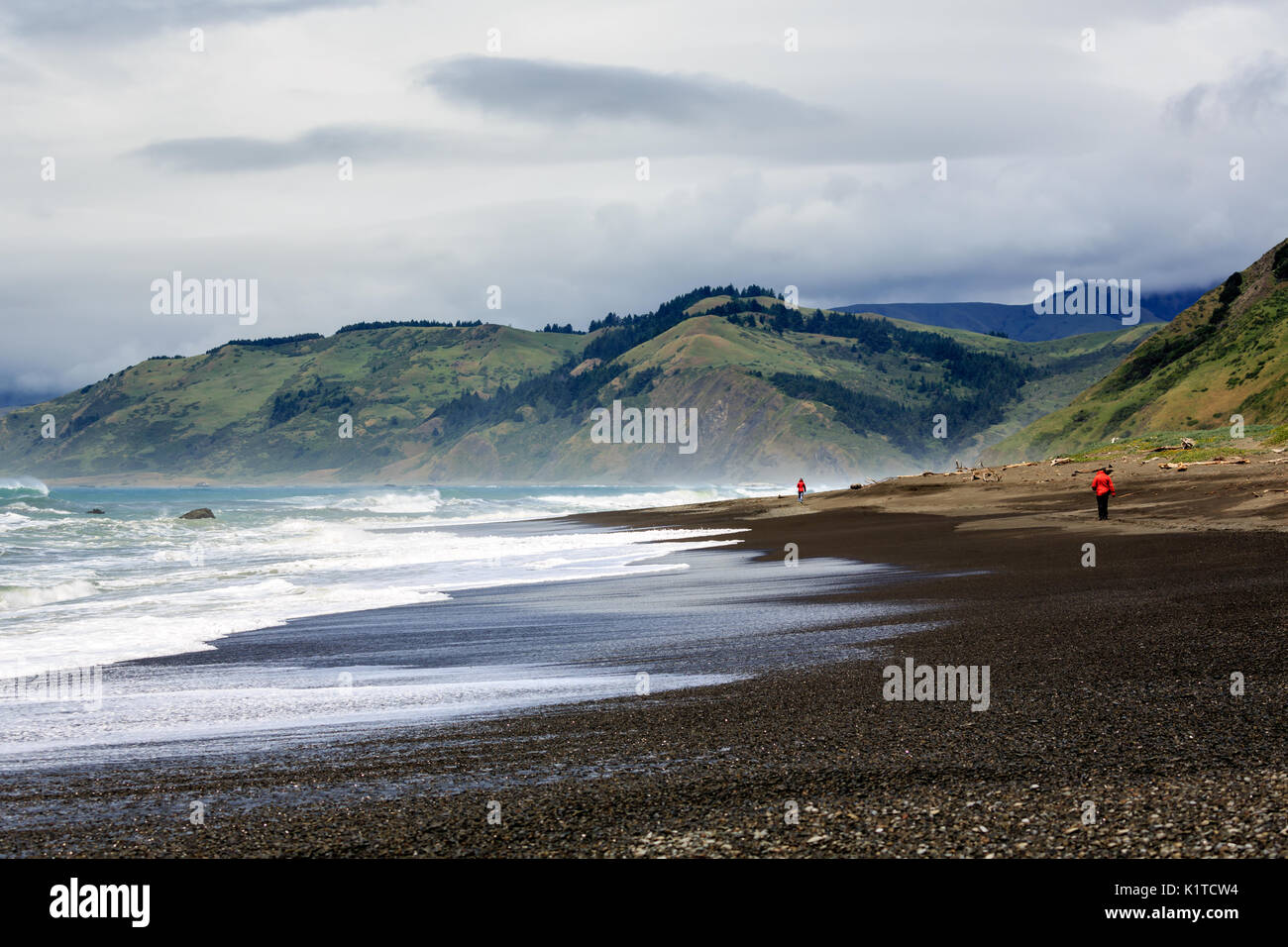 Beautiful Lost Coast beach and hills in shadow extend invitation to ...