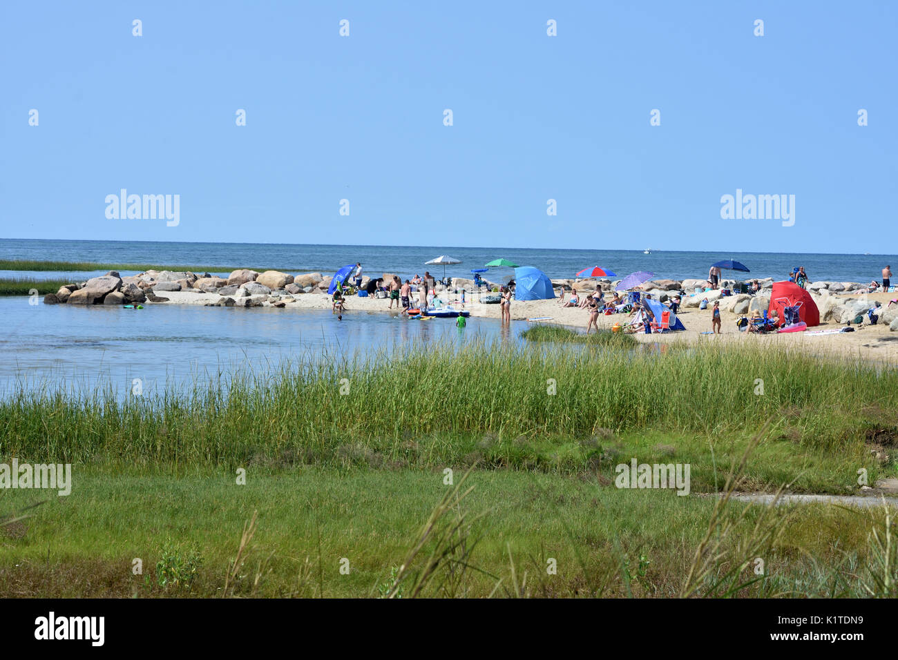 A relaxing afternoon at a Cape Cod beach Stock Photo - Alamy