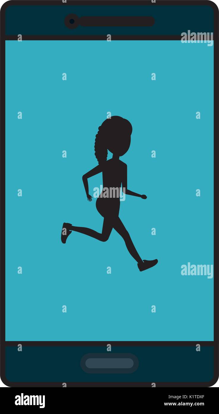 smartphone device with woman running Stock Vector Image & Art - Alamy