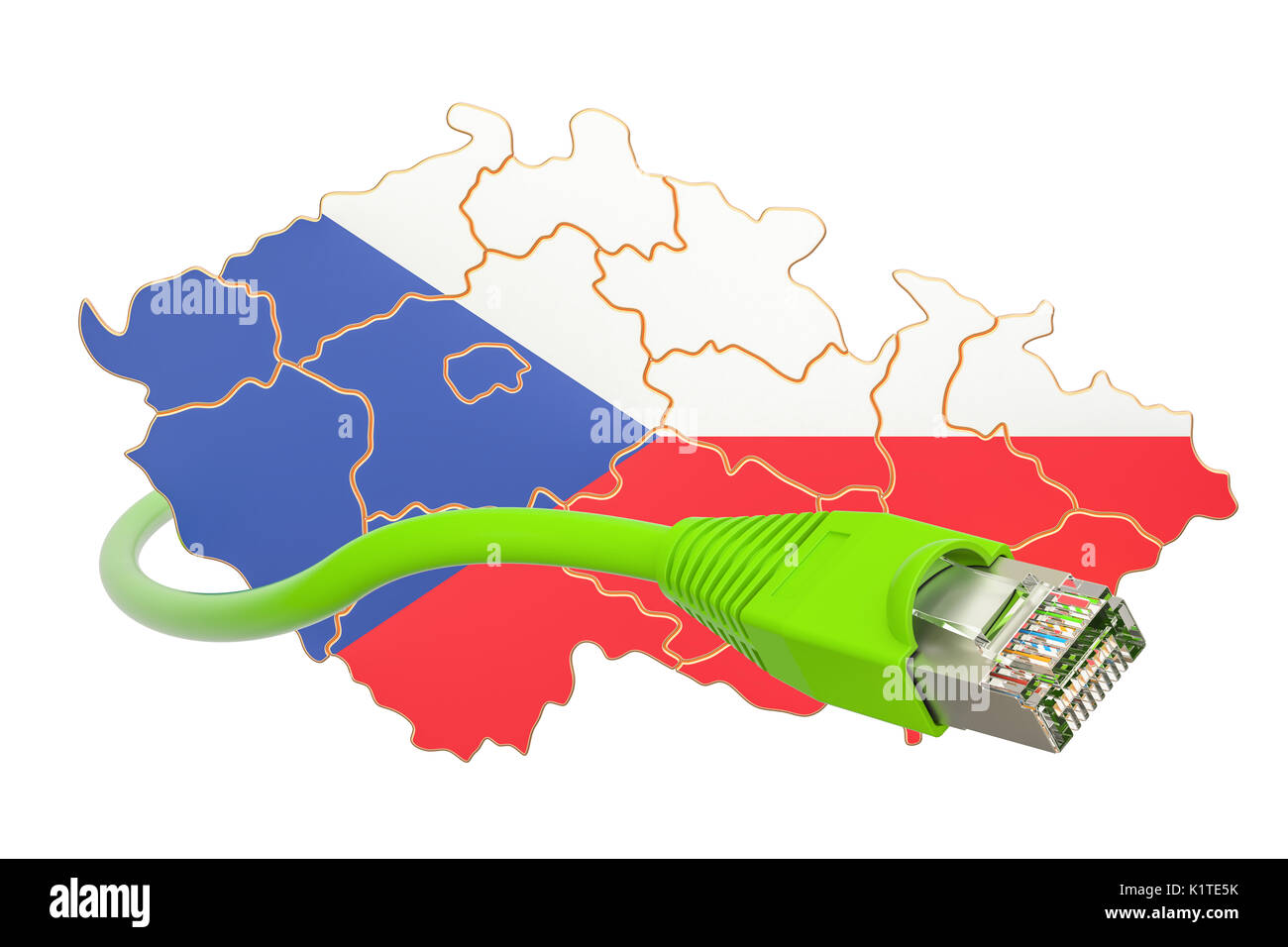 Internet connection in Czech Republic concept. 3D rendering isolated on ...