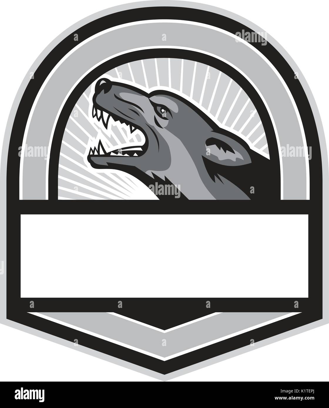 Illustration of an angry german shepherd dog head showing sharp pointed ...