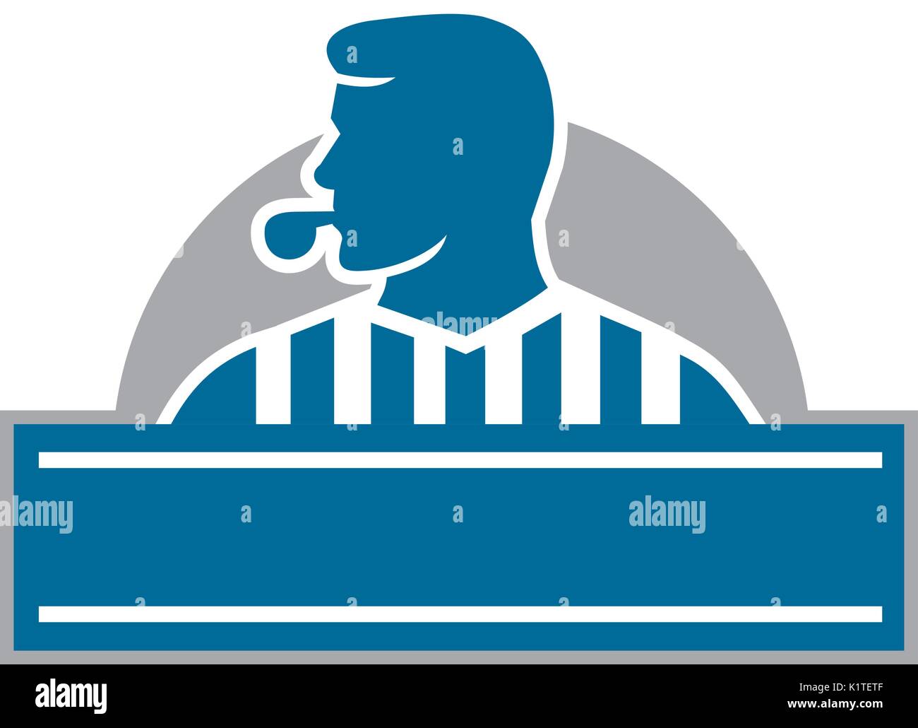 Illustration of a referee umpire official blowing whistle looking to ...