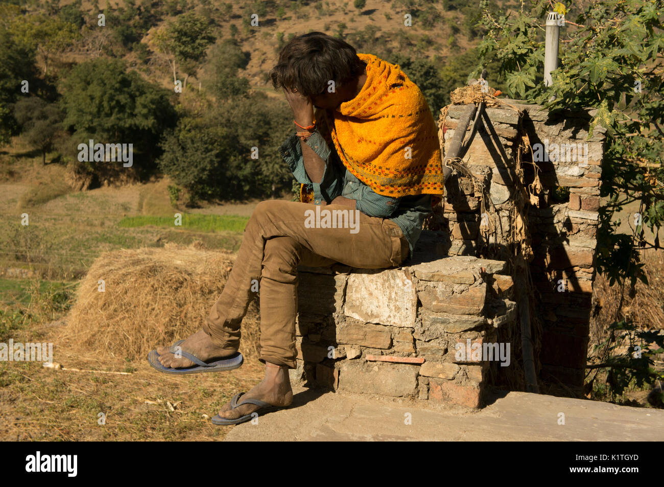 sad man in India Stock Photo - Alamy