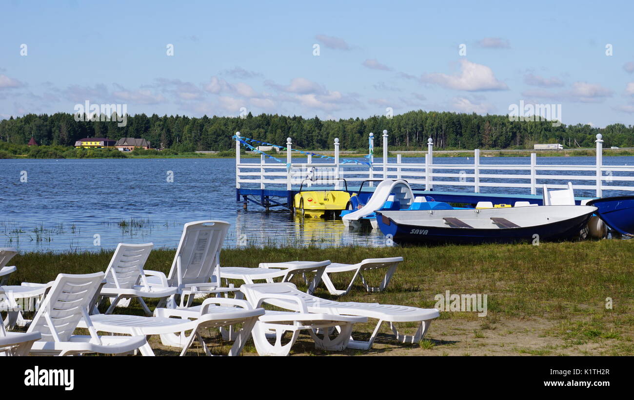 A summer Resort in Russia beside a lake Stock Photo - Alamy