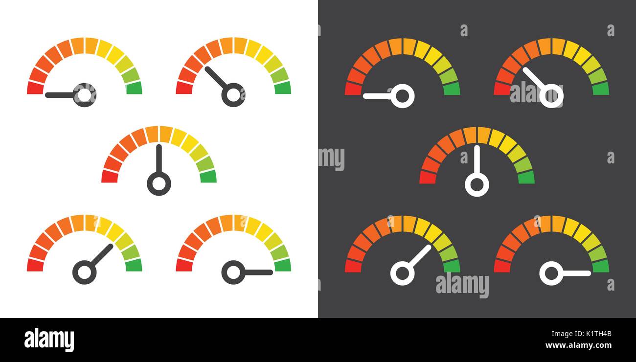 Meter signs infographic gauge element from red to green vector ...