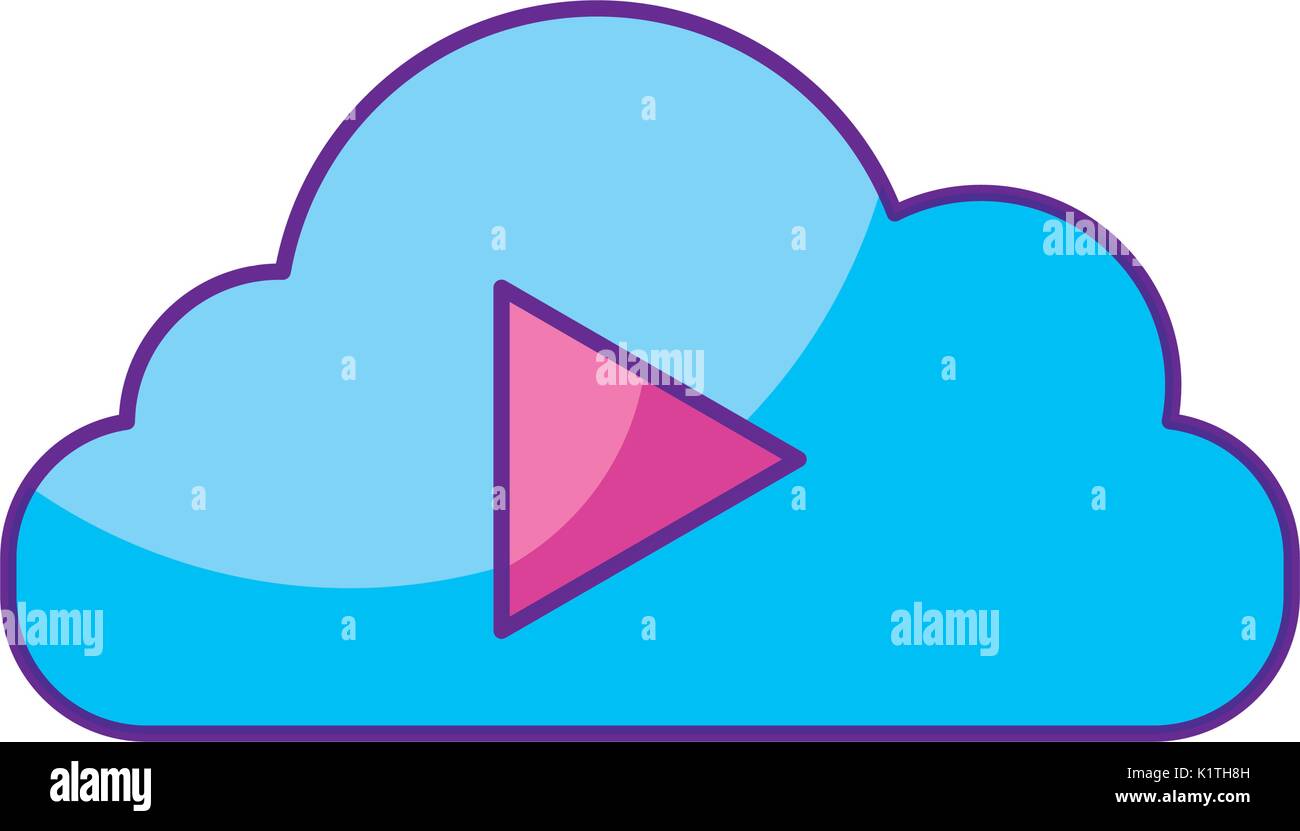 cloud computing with tape media player isolated icon vector ...