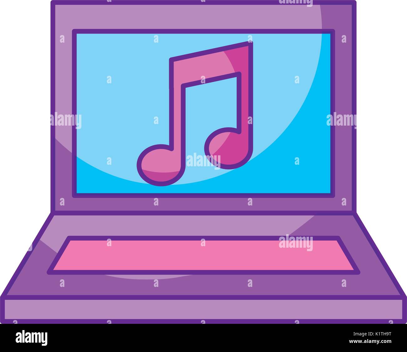 laptop computer with music note isolated icon vector illustration ...