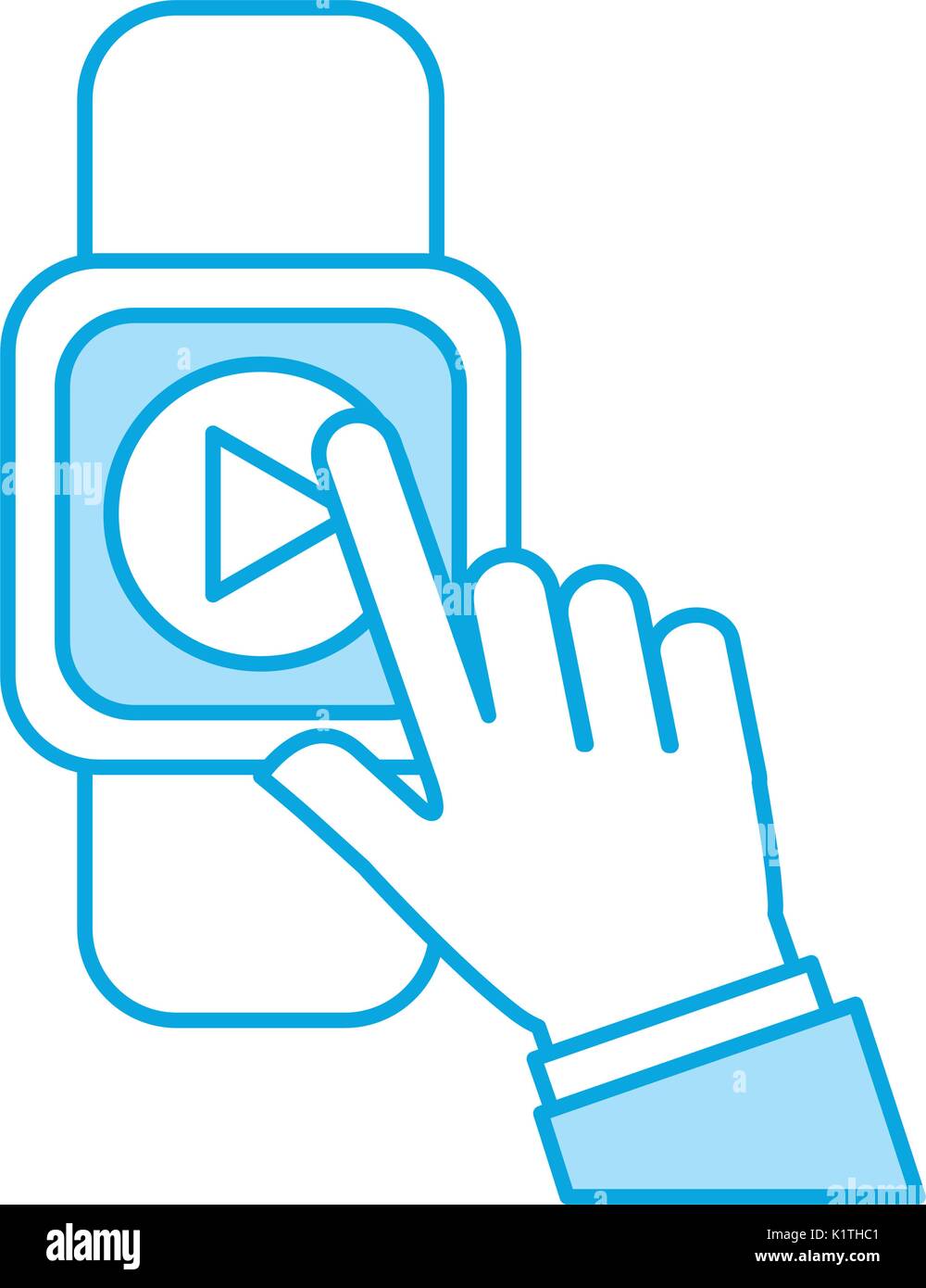 hand user smartwatch with media player isolated icon Stock Vector Image ...