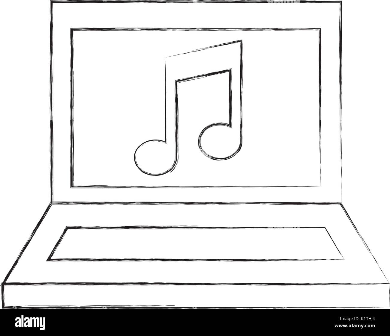 laptop computer with music note isolated icon Stock Vector Image & Art ...