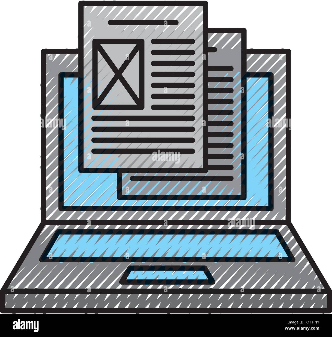 laptop computer with documents Stock Vector Image & Art - Alamy