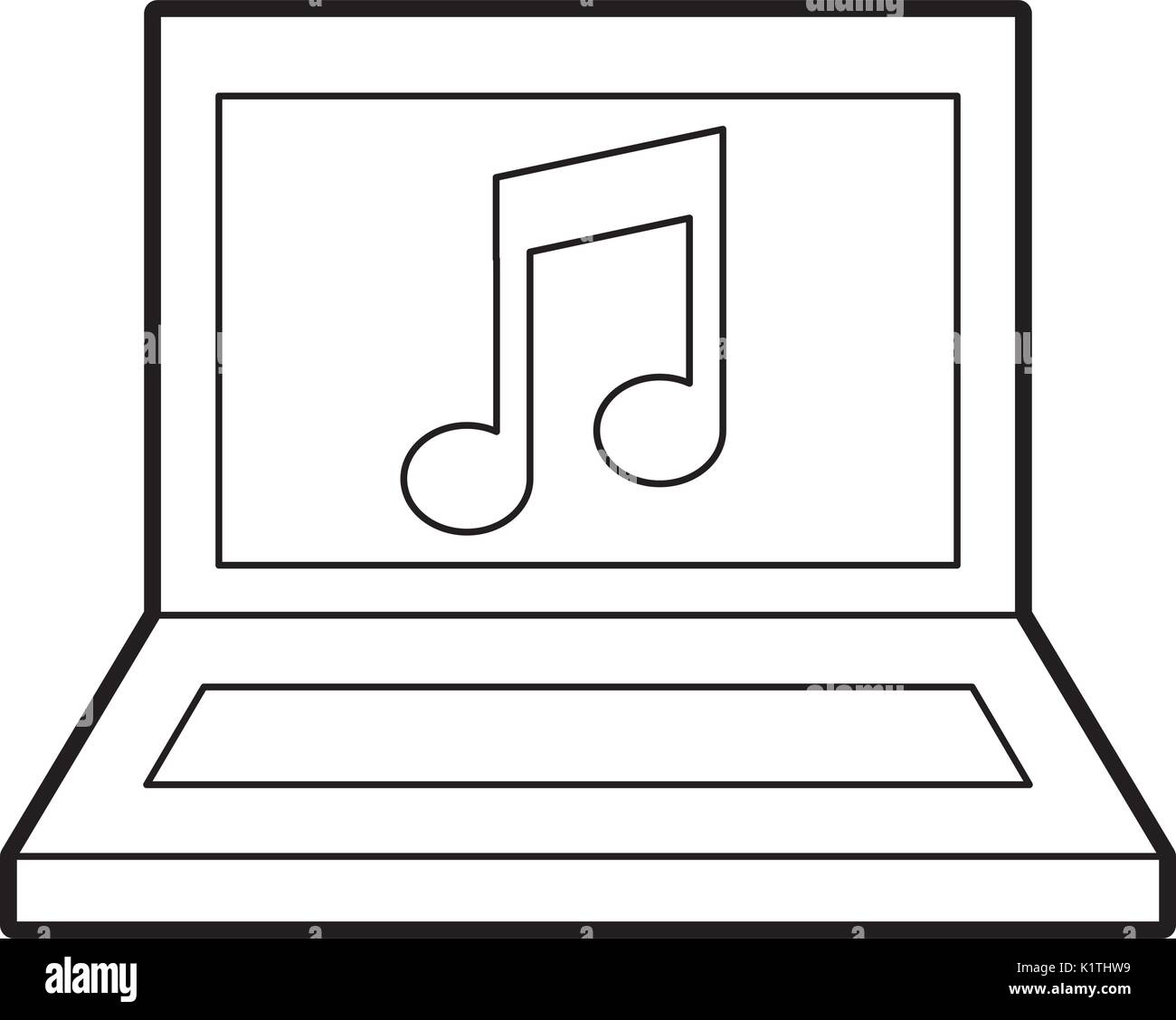 laptop computer with music note isolated icon Stock Vector Image & Art ...
