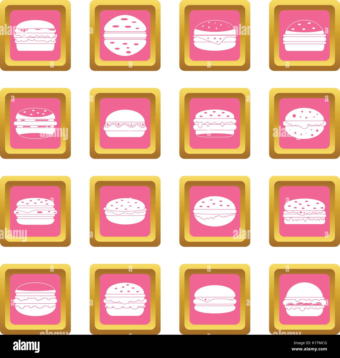 Burger icons pink Stock Vector Image & Art - Alamy