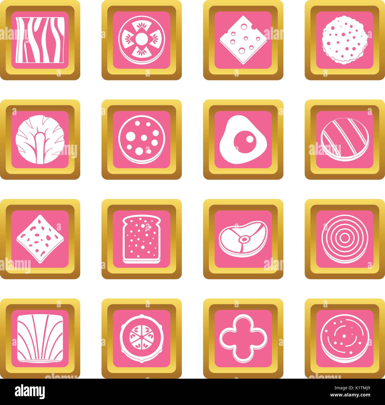 Slice food ingredient icons pink Stock Vector Image & Art - Alamy