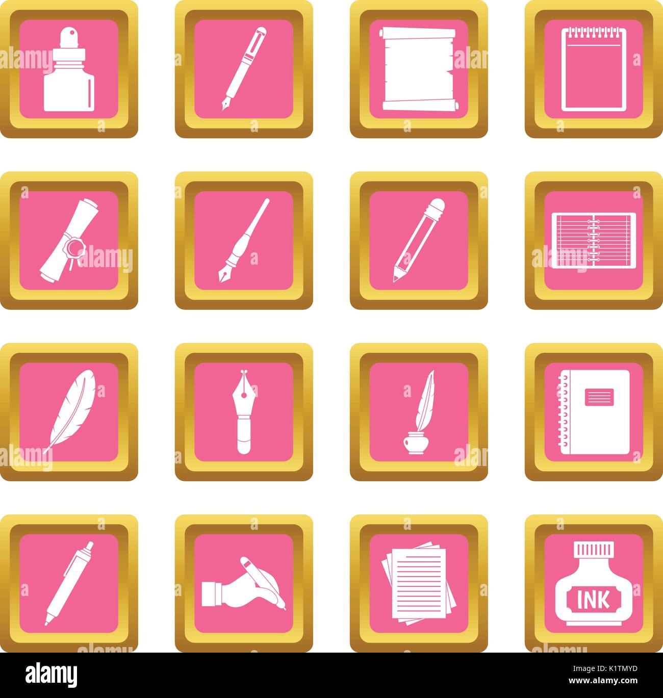 Writing icons pink Stock Vector Image & Art - Alamy