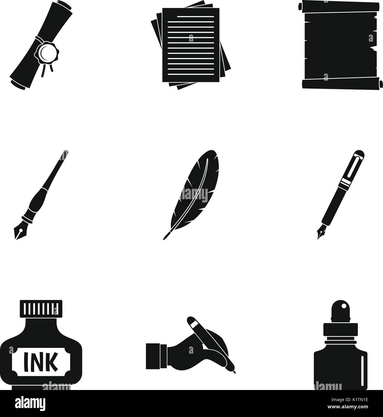 Retro pen icon set, simple style Stock Vector Image & Art - Alamy