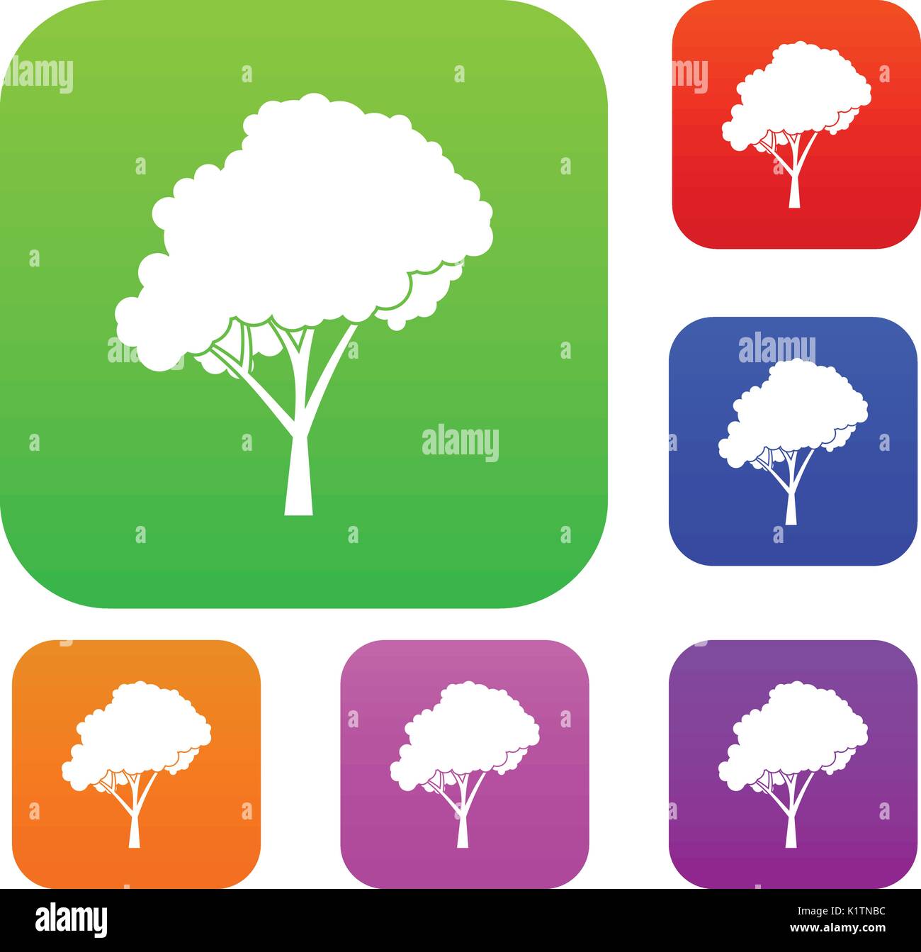 Tree with a rounded crown set collection Stock Vector Image & Art - Alamy