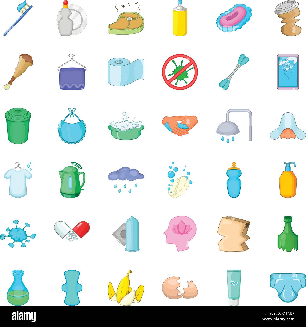 Hygiene icons set, cartoon style Stock Vector Image & Art - Alamy