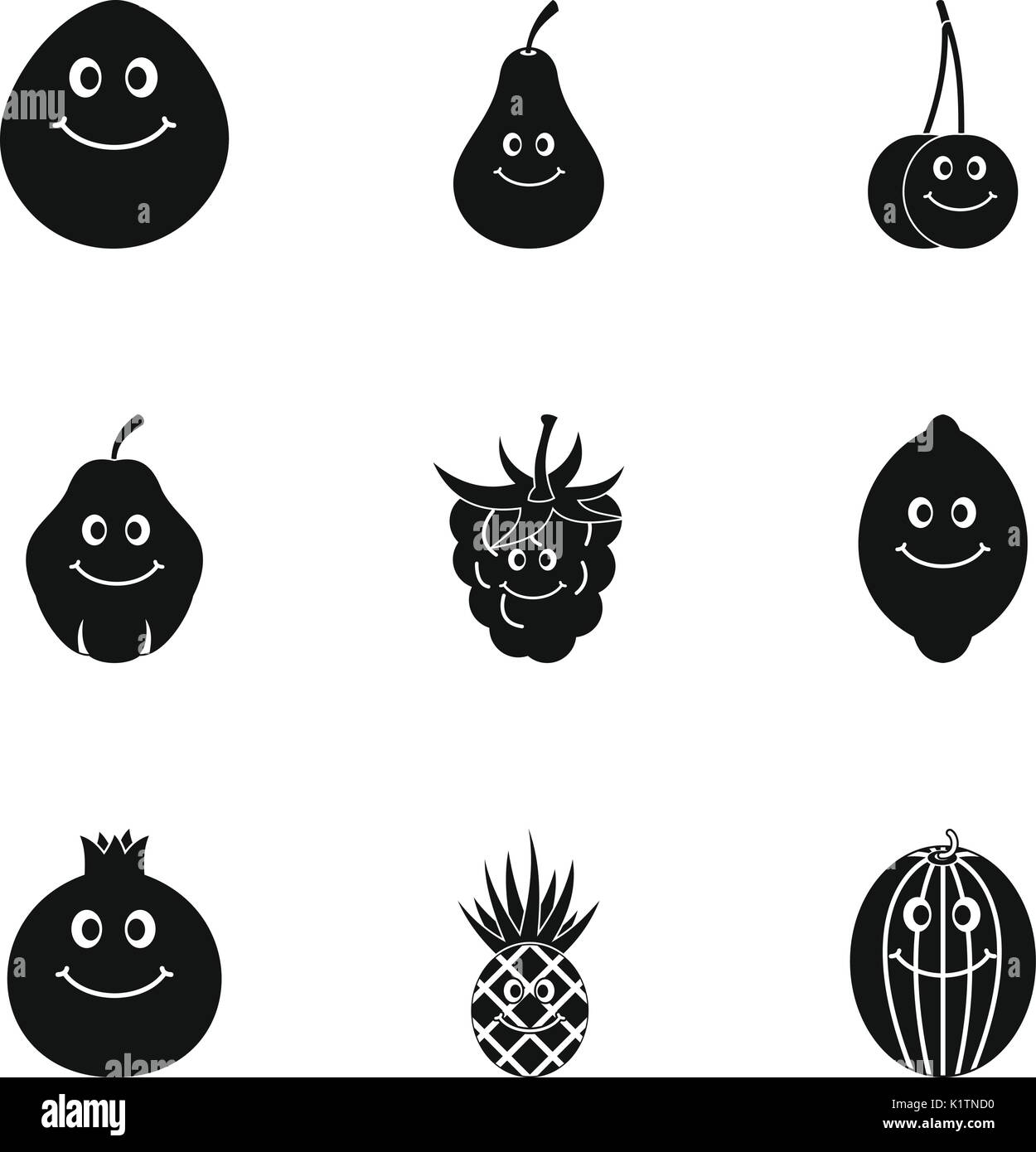 Fruit character icon set, simple style Stock Vector Image & Art - Alamy