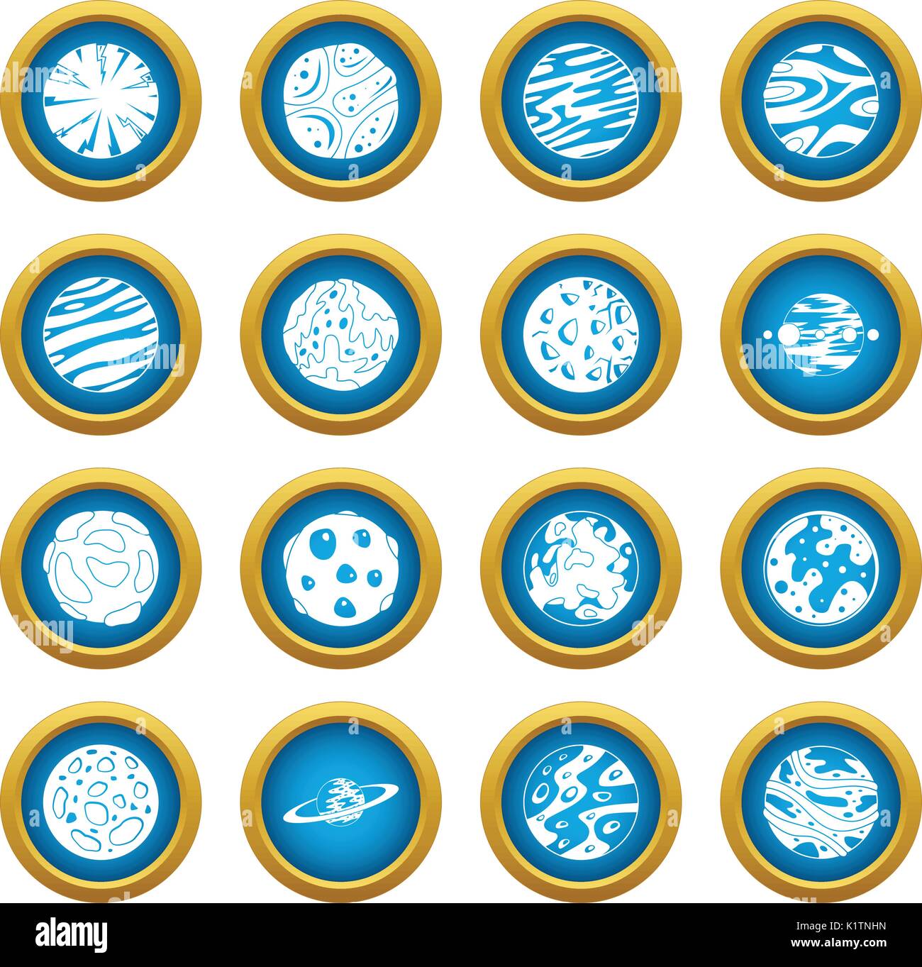 Fantastic planets icons blue circle set Stock Vector Image & Art - Alamy