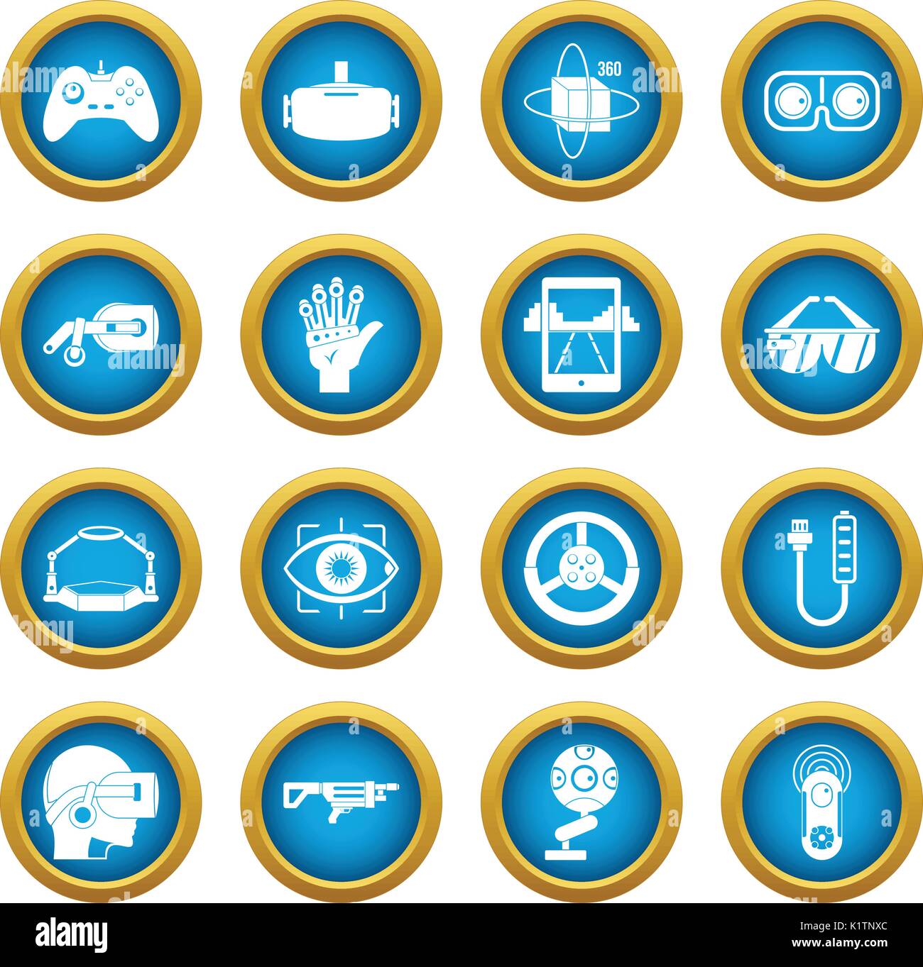 Virtual reality icons blue circle set Stock Vector Image & Art - Alamy