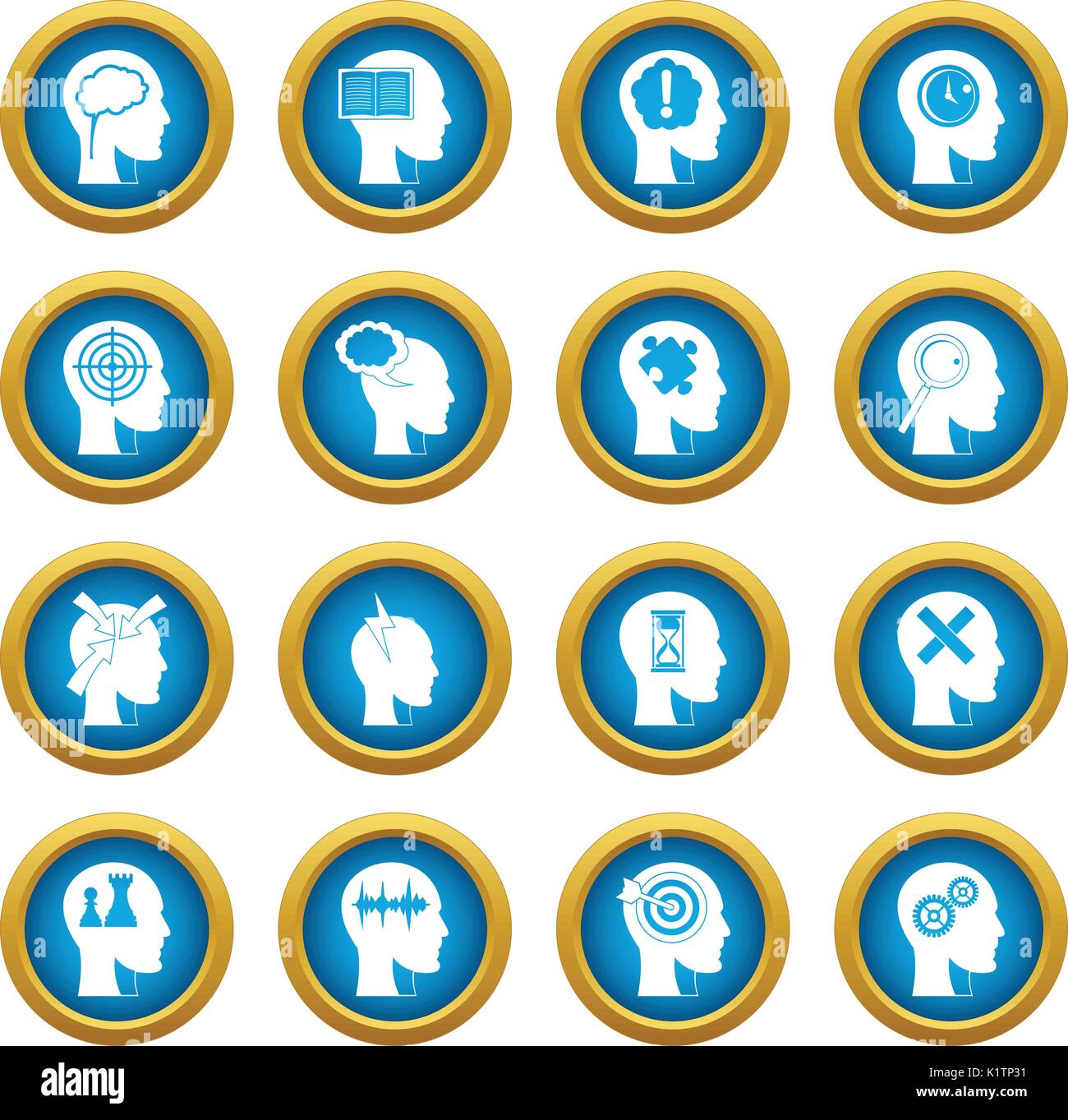 Head logos icons blue circle set Stock Vector Image & Art - Alamy