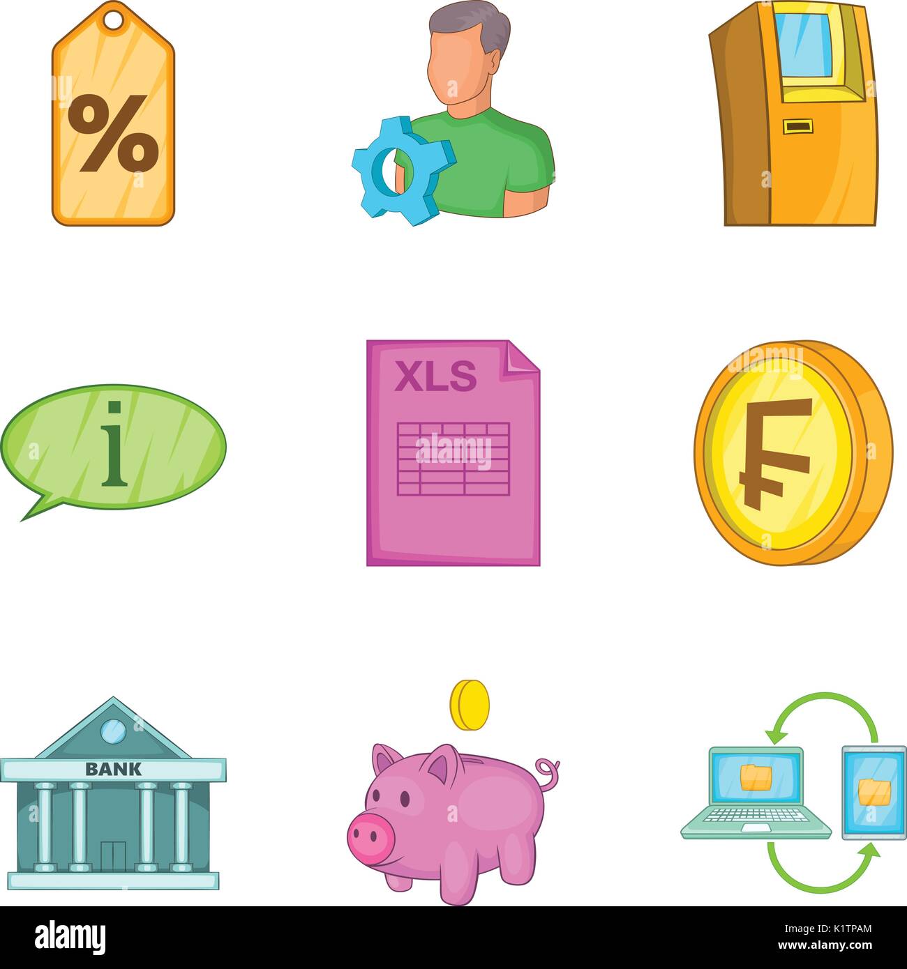 Cash accounting icons set, cartoon style Stock Vector Image & Art - Alamy