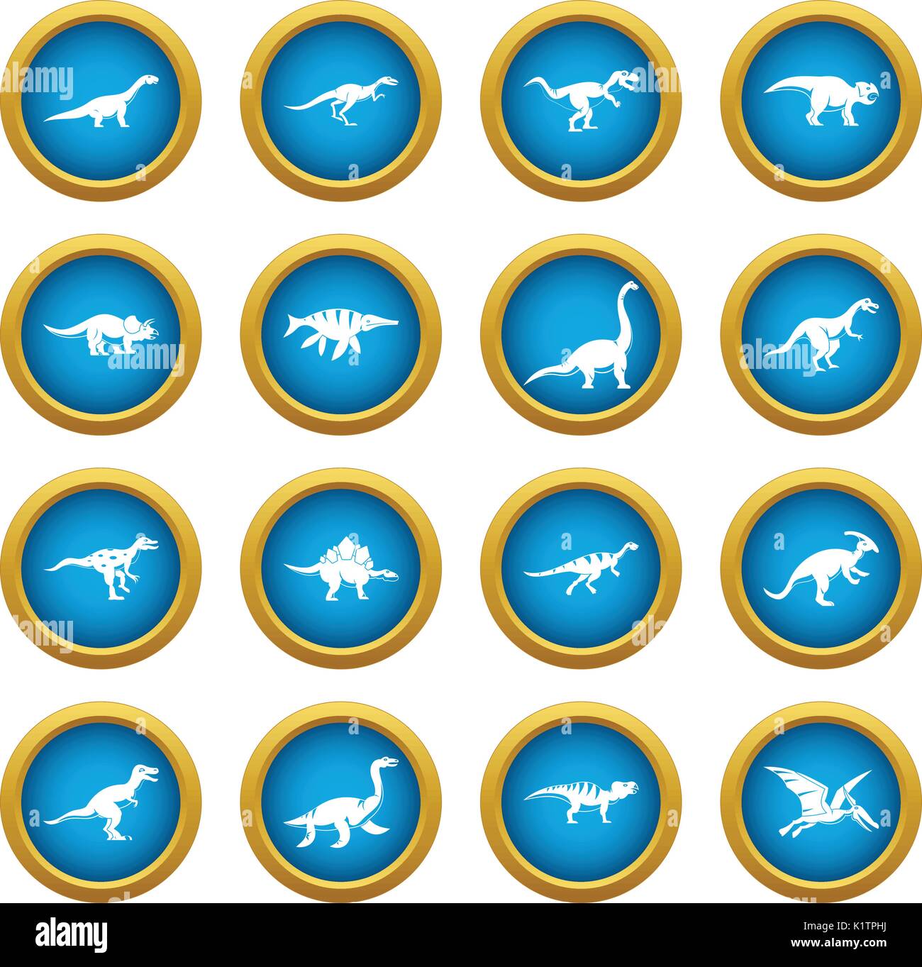 Dinosaur icons blue circle set Stock Vector Image & Art - Alamy