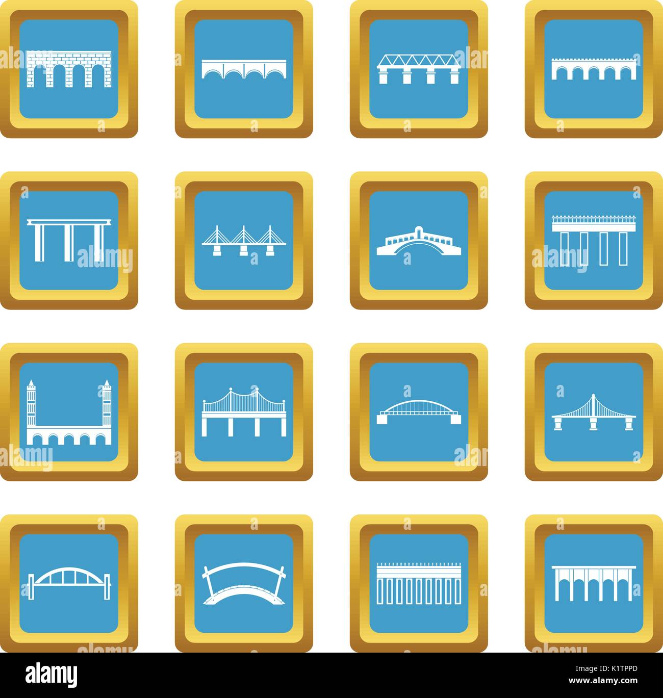Bridge set icons azure Stock Vector Image & Art - Alamy