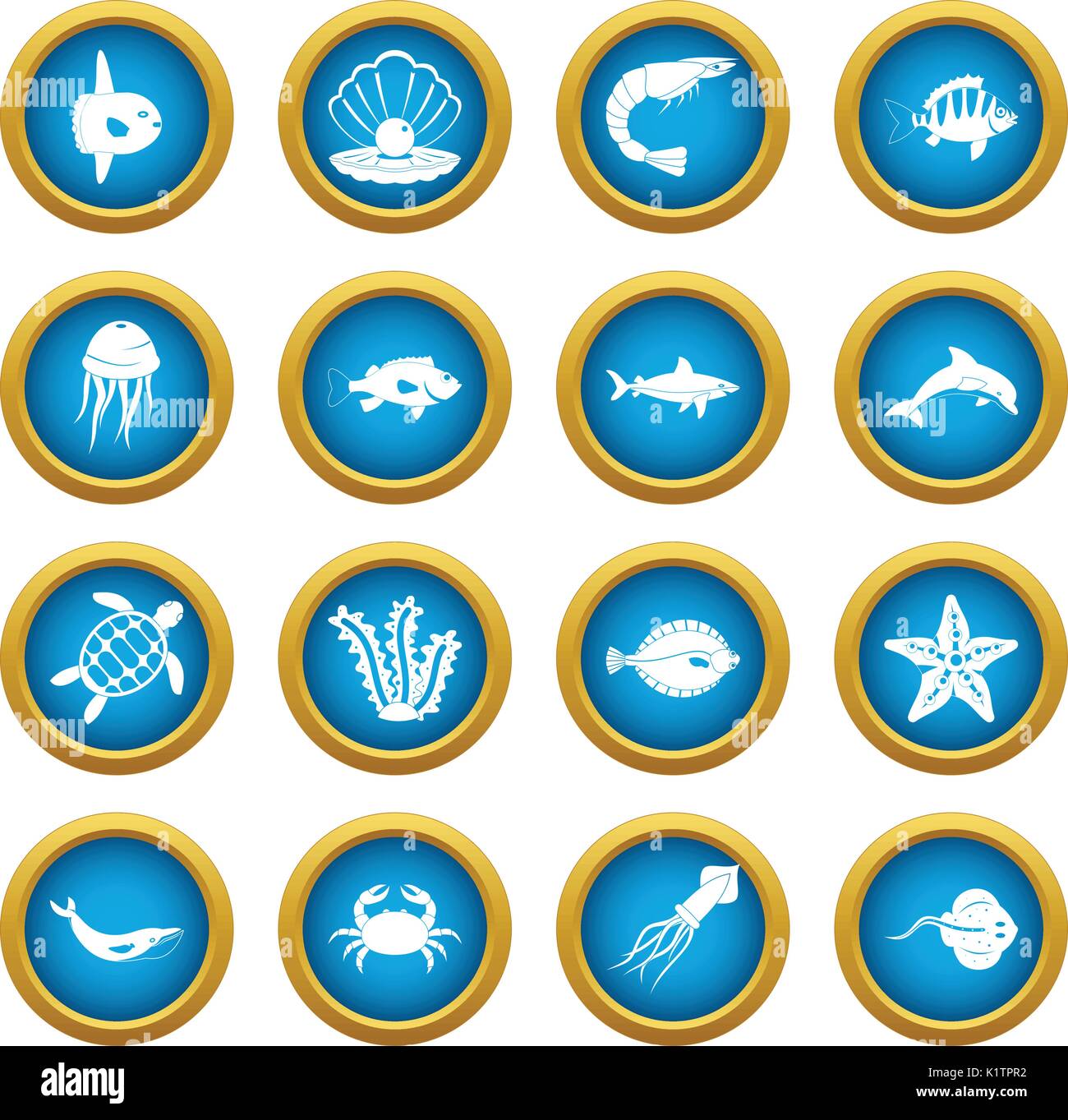 Sea animals icons blue circle set Stock Vector Image & Art - Alamy