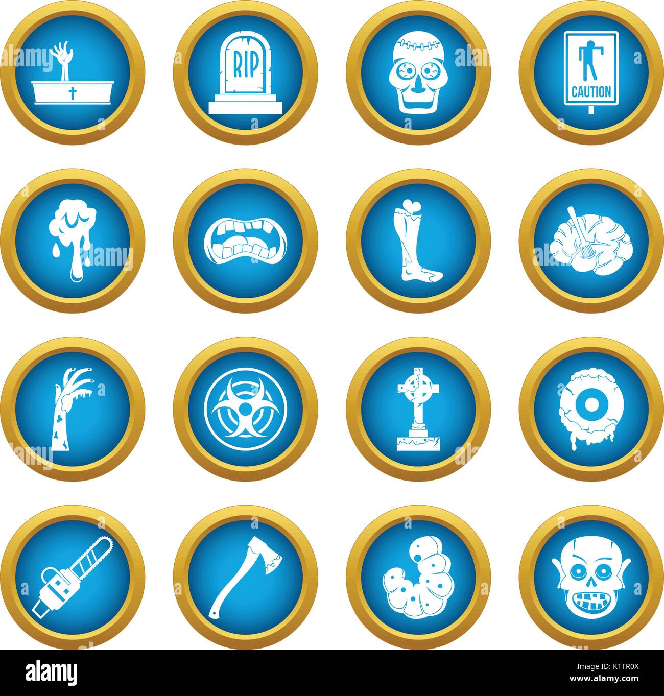 Zombie icons blue circle set Stock Vector Image & Art - Alamy