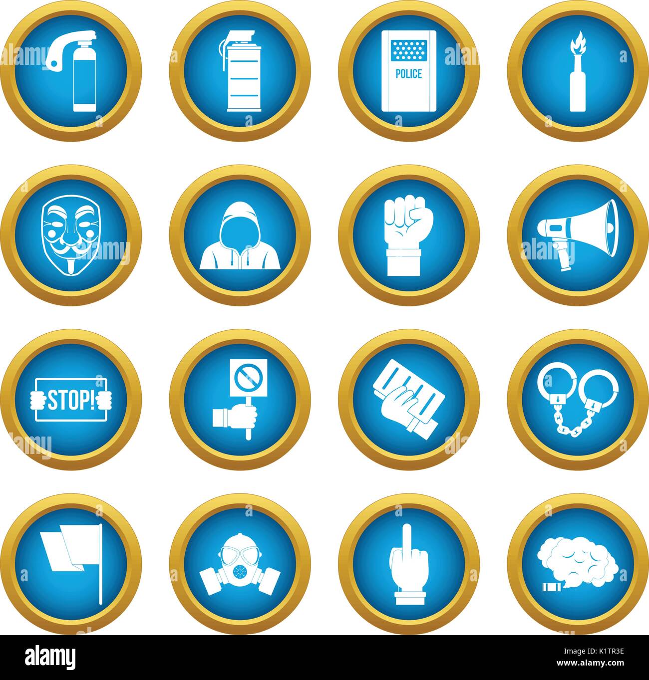 Protest icons blue circle set Stock Vector Image & Art - Alamy