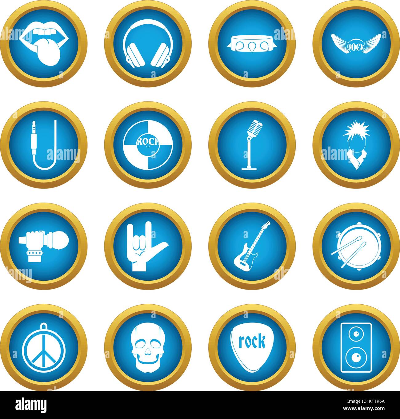 Rock music icons blue circle set Stock Vector Image & Art - Alamy