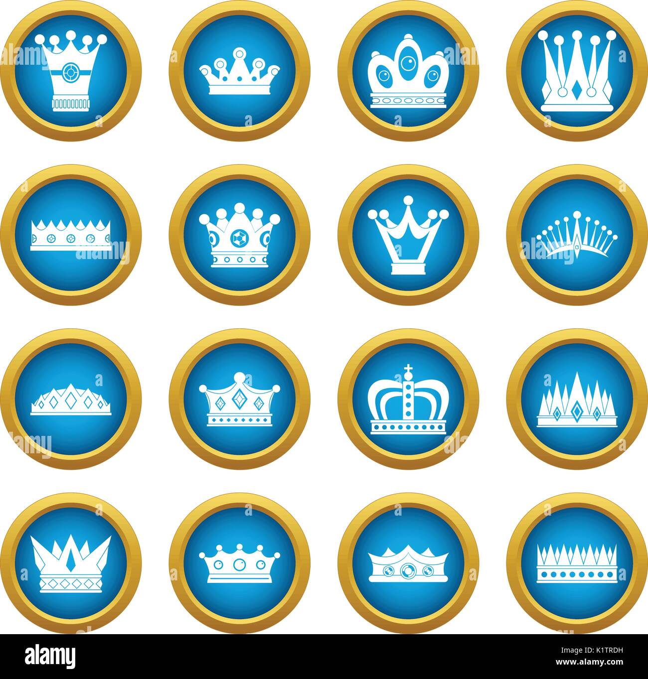 Crown icons blue circle set Stock Vector Image & Art - Alamy