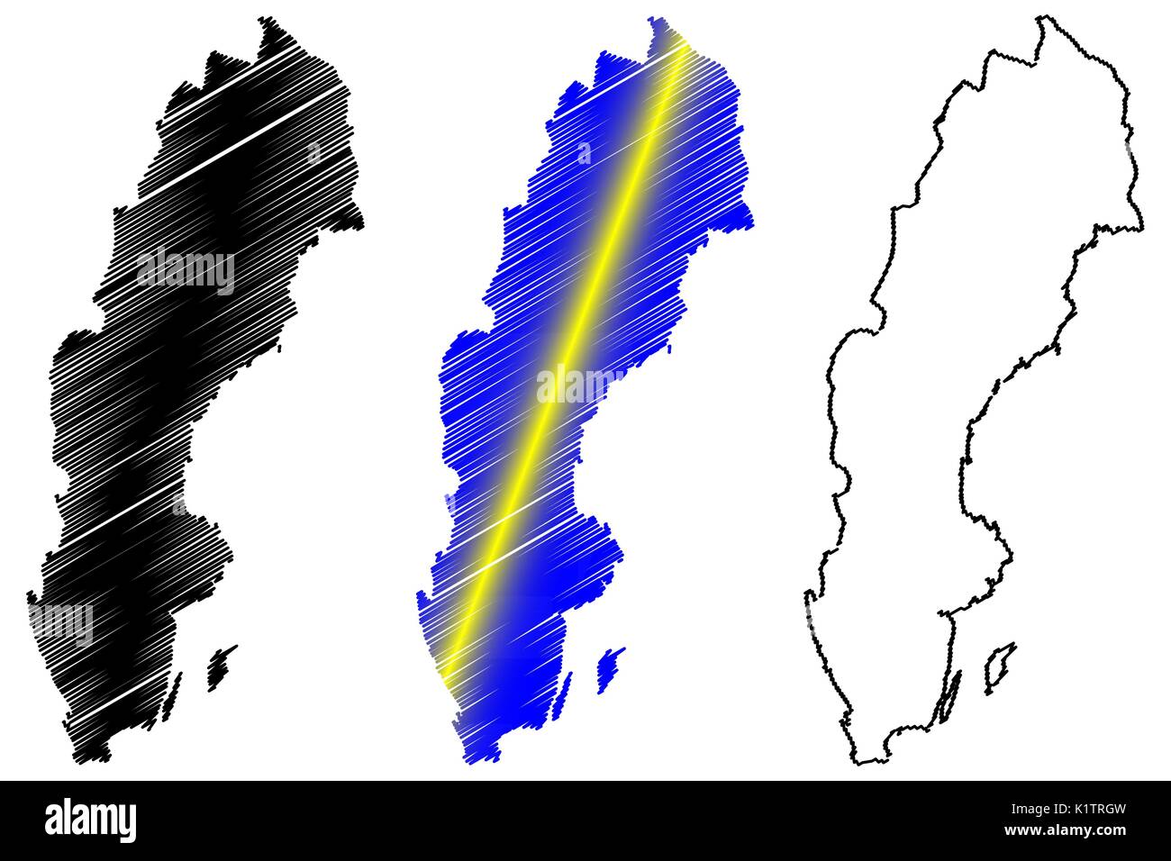 Sweden map vector illustration, scribble sketch Sweden Stock Vector ...