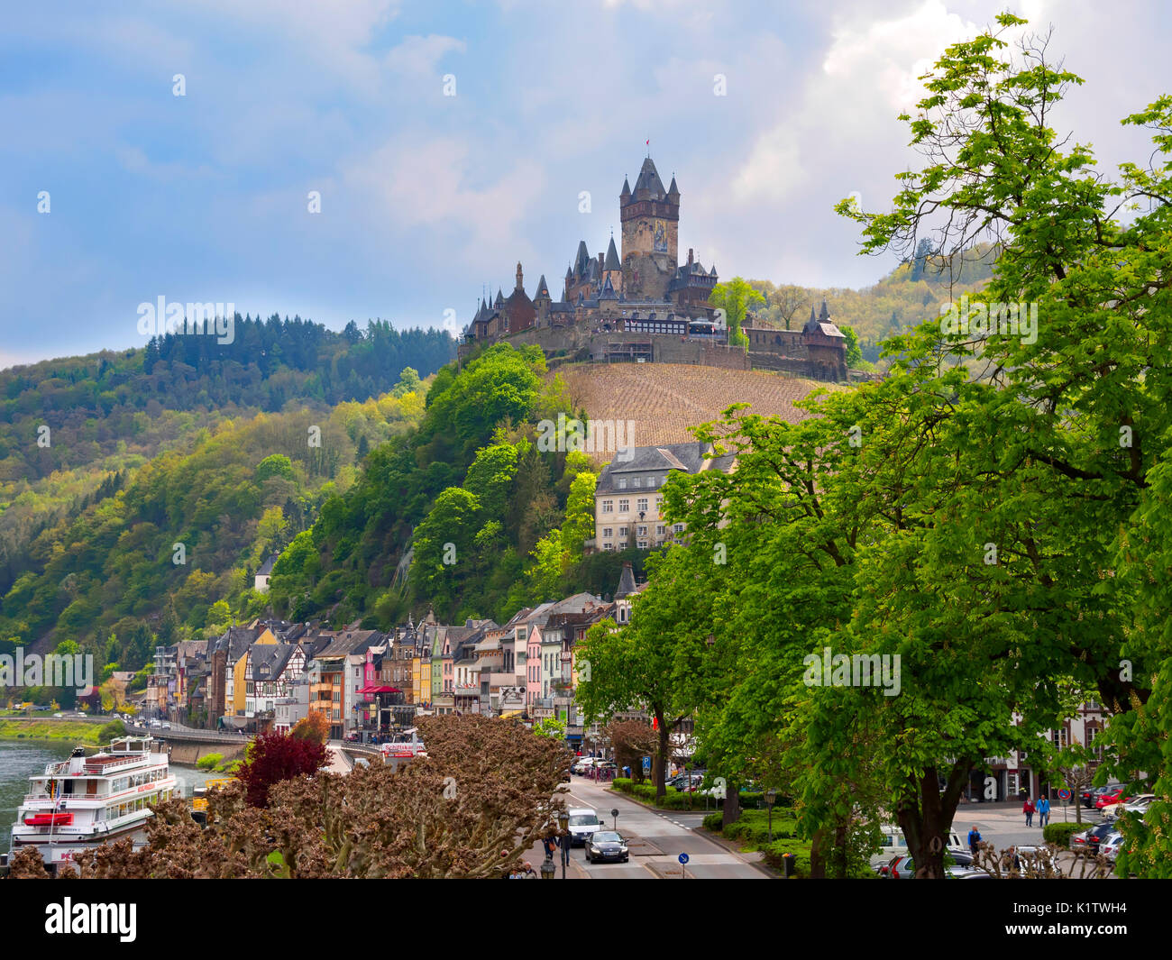Reichsburg Castle and the town of Cochem, Germany Stock Photo - Alamy