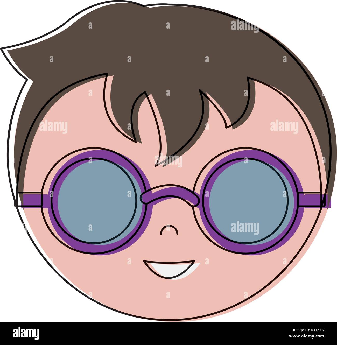 boy with glasses icon over white background vector illustration Stock ...