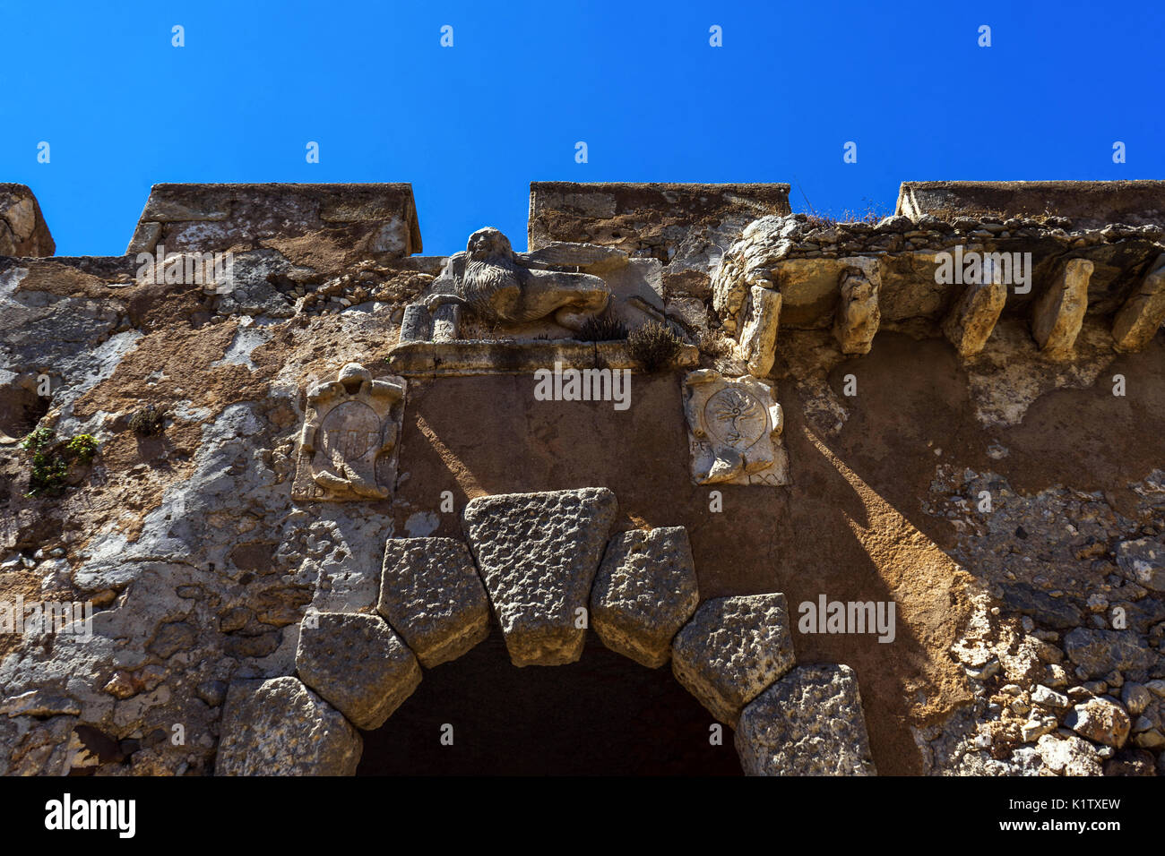 Lintel of Byzantine palace entrance, in Kythira island, Greece, Europe ...