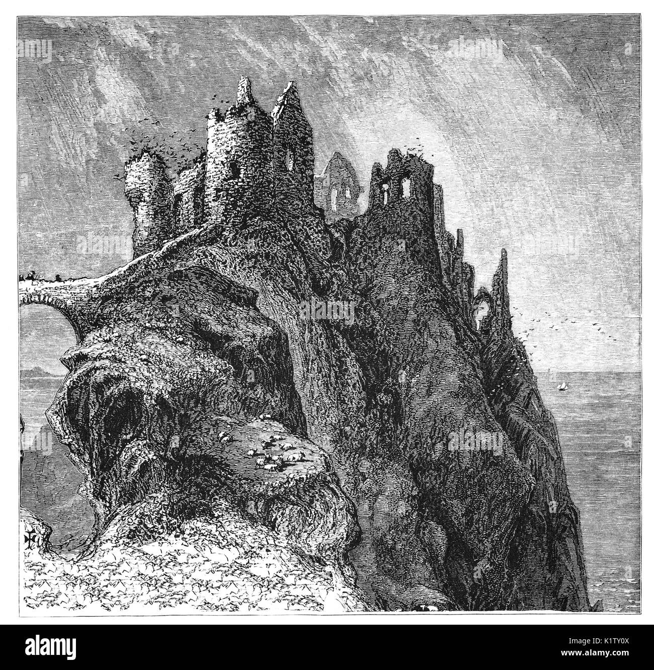 Medieval castle surrounded Black and White Stock Photos & Images - Alamy