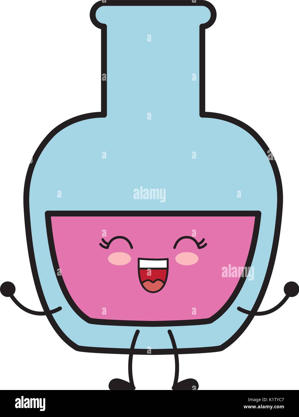 kawaii chemical flask icon over white background vector illustration ...