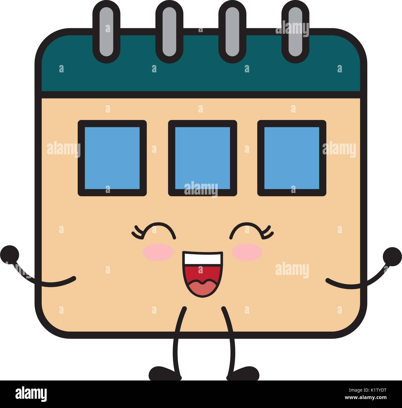 kawaii calendar icon over white background vector illustration Stock ...