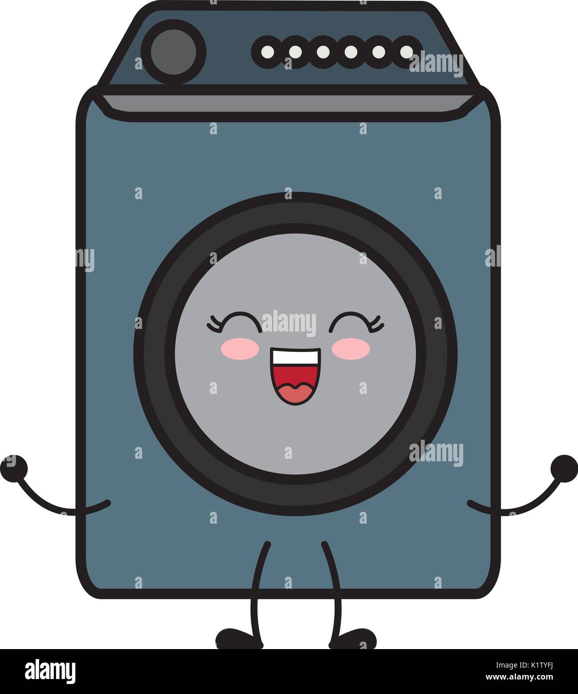 kawaii washing machine icon over white background vector illustration ...