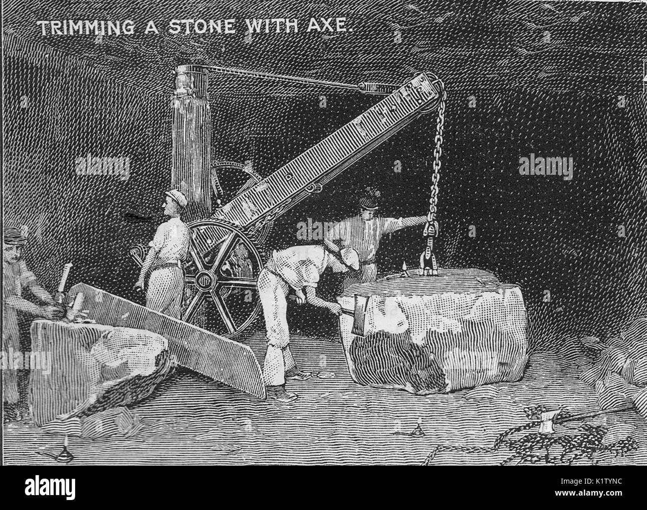 Bath Stone - Trimming a stone block with an axe Stock Photo - Alamy