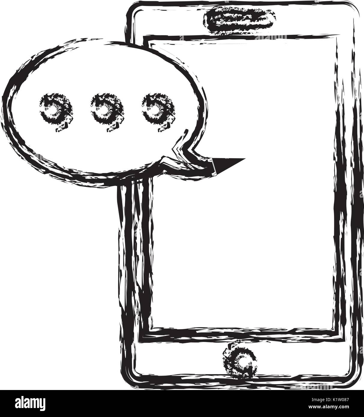 smartphone with speech bubbles icon over white background vector ...