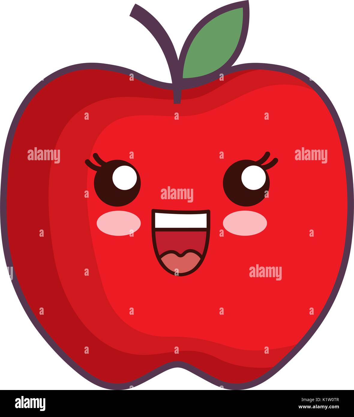 kawaii apple fruit icon over white background vector illustration Stock ...