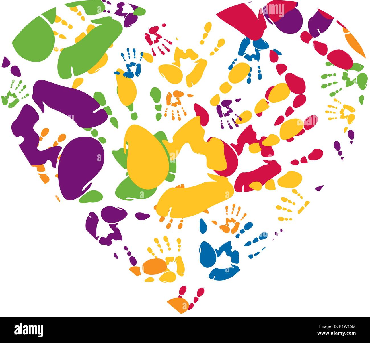 Handprints in a Valentine Heart Vector Illustration Stock Vector Image ...