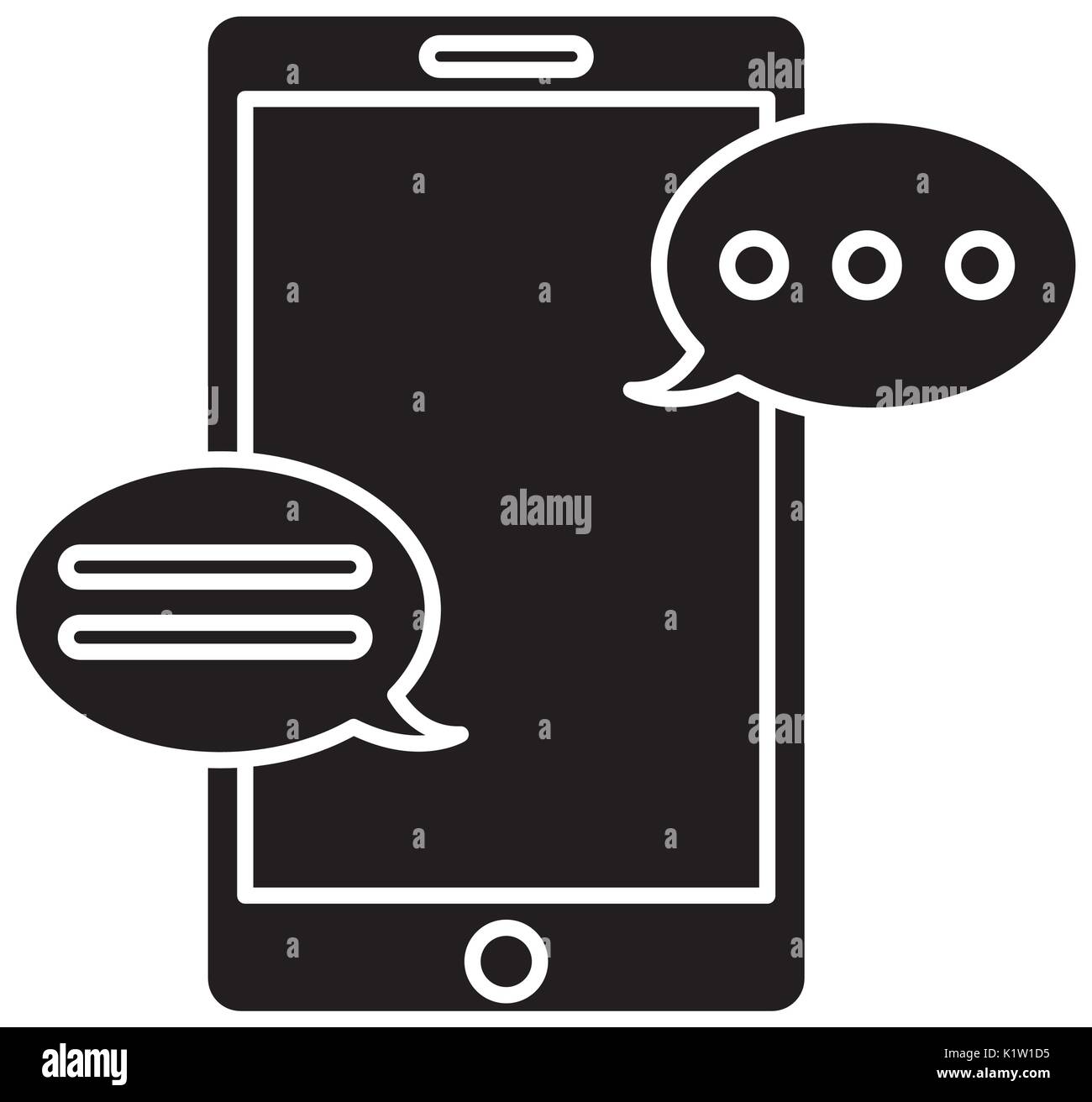 smartphone with speech bubbles icon over white background vector ...
