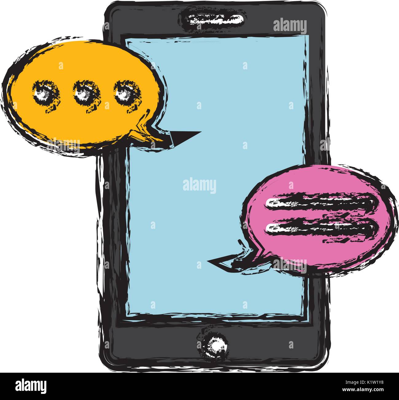 smartphone with speech bubbles icon over white background vector ...