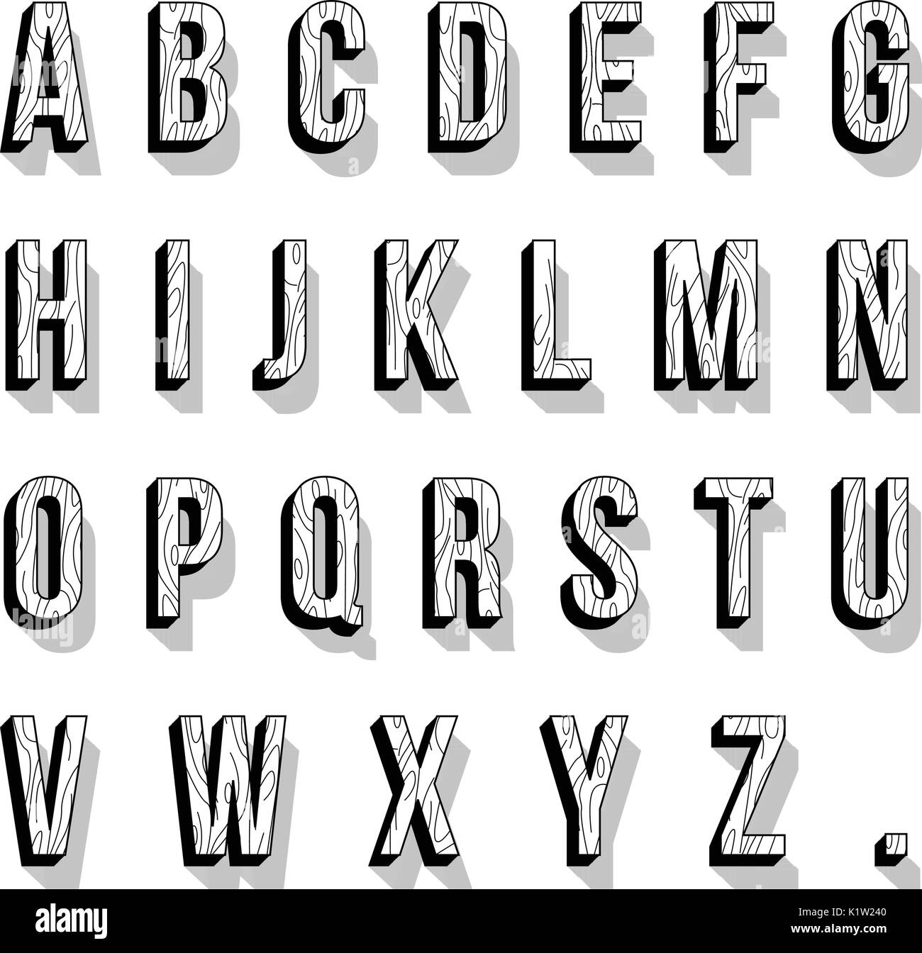 Set of wood alphabet letters. Vector illustration Stock Vector Image ...